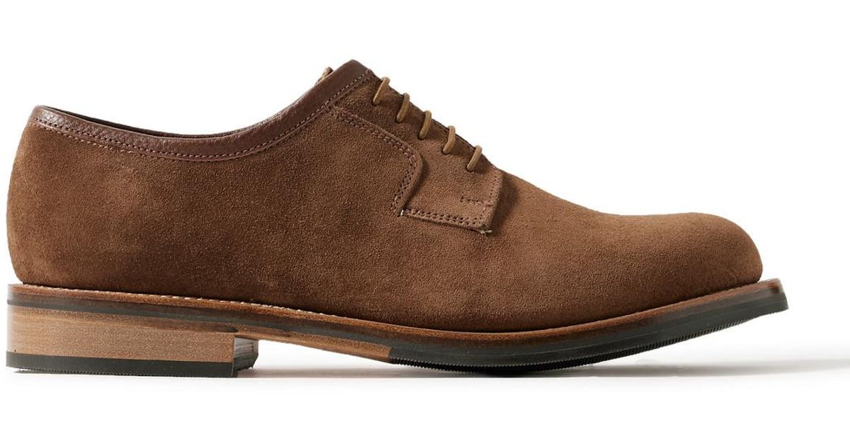 Grenson Camden Leather-Trimmed Suede Derby Shoes in Brown for Men | Lyst