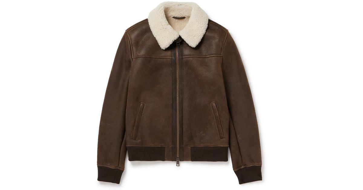 Boglioli Shearling Bomber Jacket in Brown for Men | Lyst
