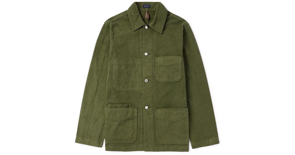 Drake's Duck Cotton-Canvas Chore Jacket in Green for Men | Lyst