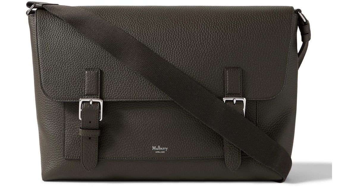 Mulberry Chiltern Full-Grain Leather Messenger Bag in Black for Men | Lyst