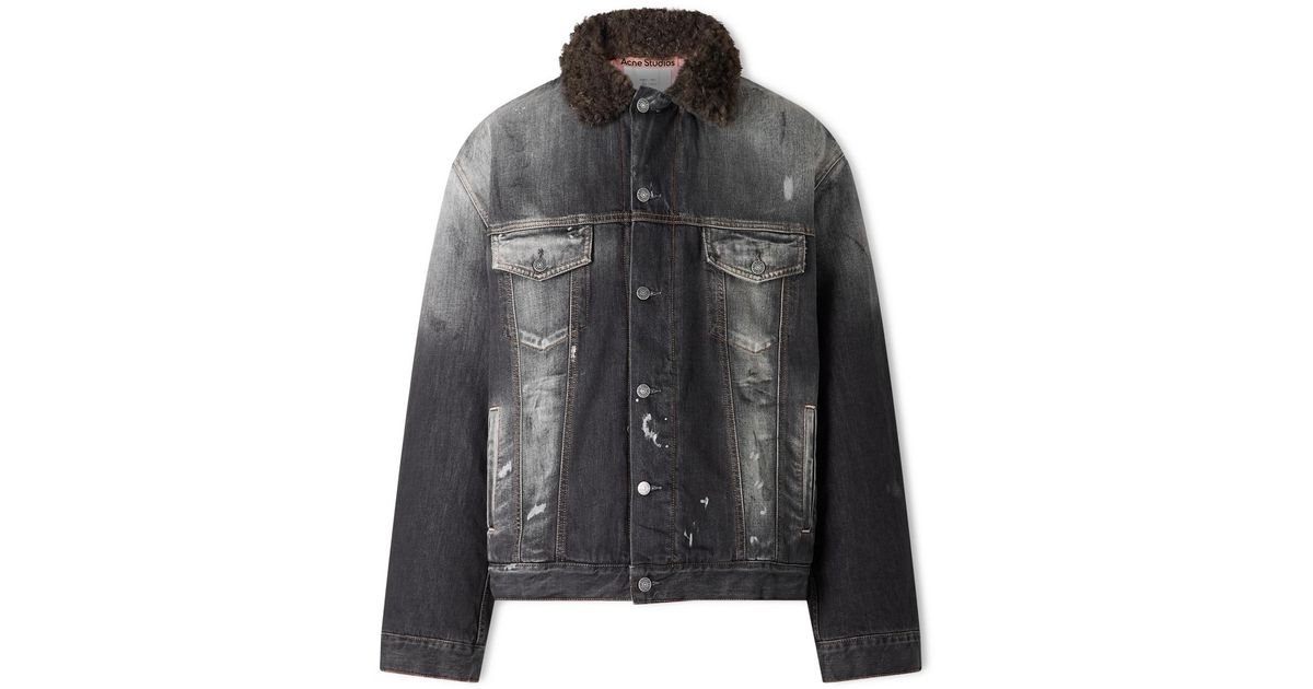 Acne Studios Robert Plush-Trimmed Padded Distressed Denim Jacket in ...