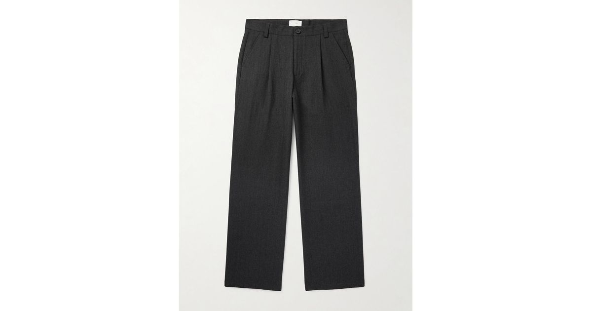 Oliver Spencer Orsman Wide-leg Herringbone Cotton And Wool-blend ...