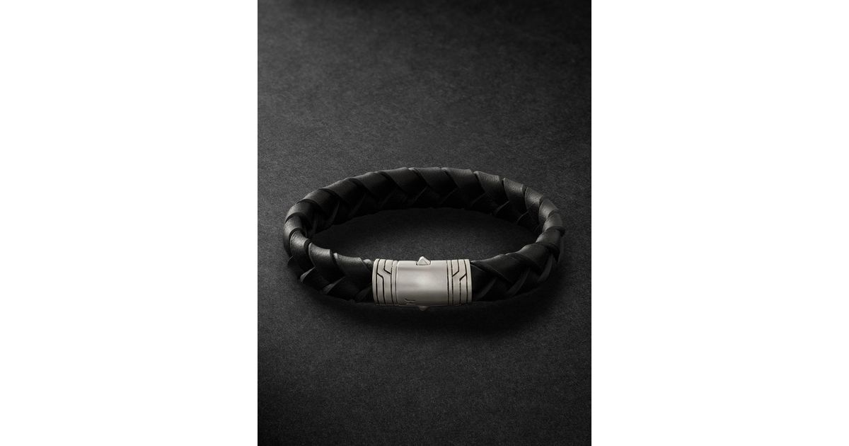 John Hardy Woven Leather, Sterling And Enamel Bracelet in Black for Men ...
