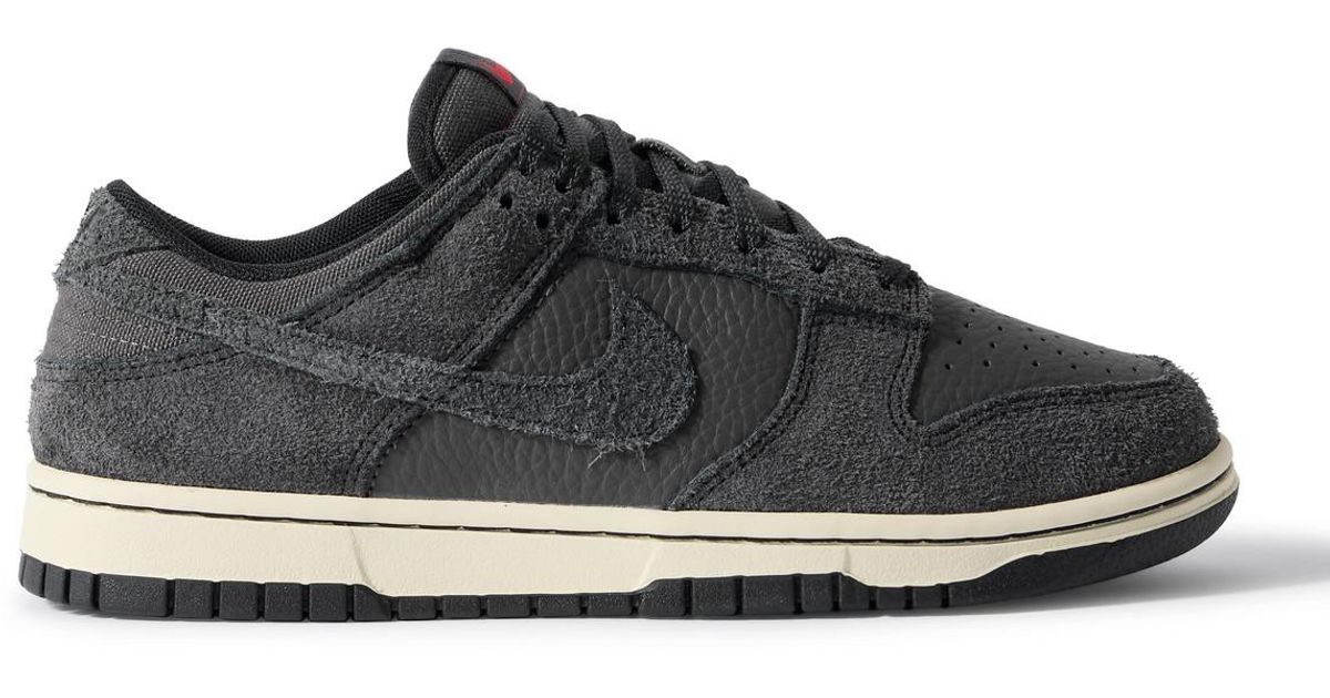 Nike Dunk Low Prm Suede And Full-Grain Leather Sneakers in Black for ...