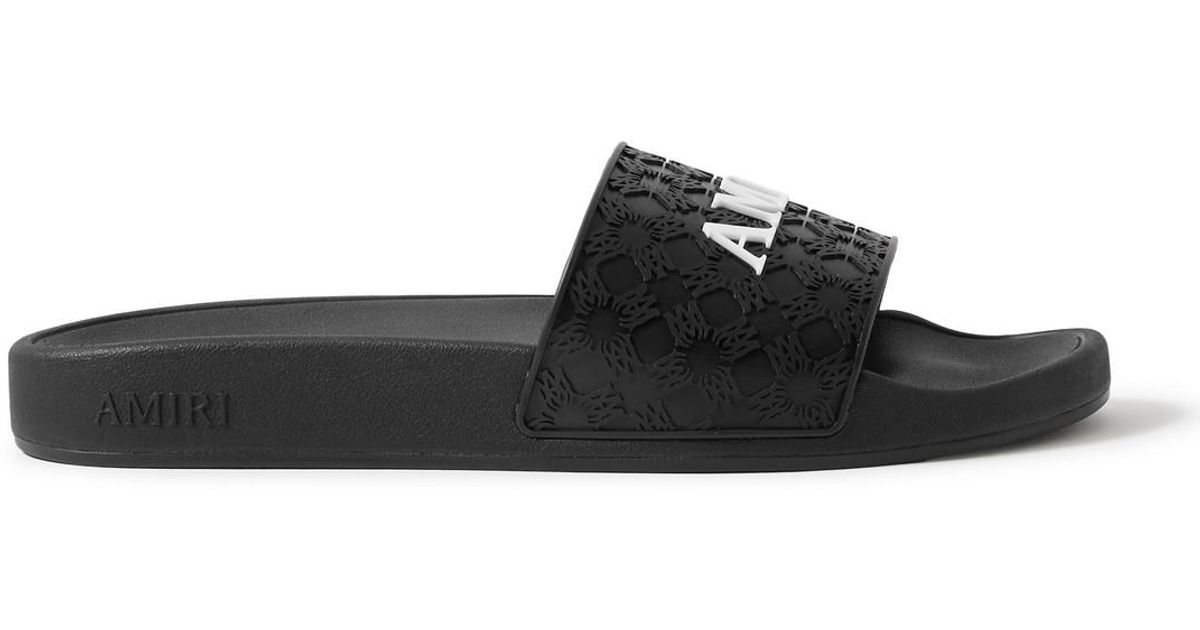 Amiri Logo-Appliquéd Embossed Rubber Slides in Black for Men | Lyst