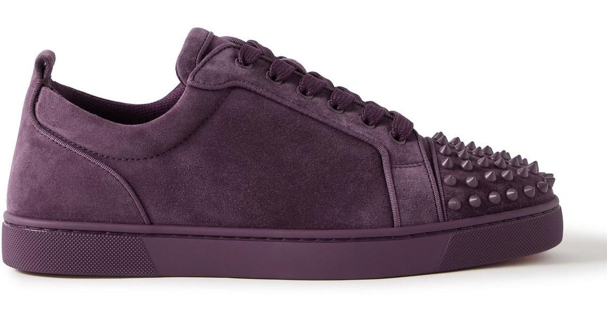 Christian Louboutin Louis Junior Spikes Cap-Toe Suede Sneakers in ...