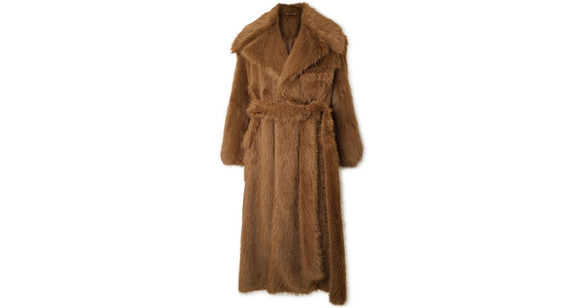 Simone Rocha Belted Faux Fur Coat in Brown for Men | Lyst