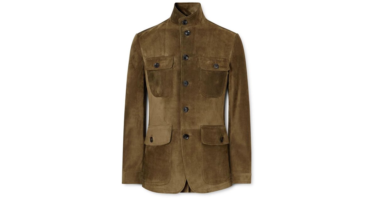 Tom Ford Suede Field Jacket in Green for Men | Lyst
