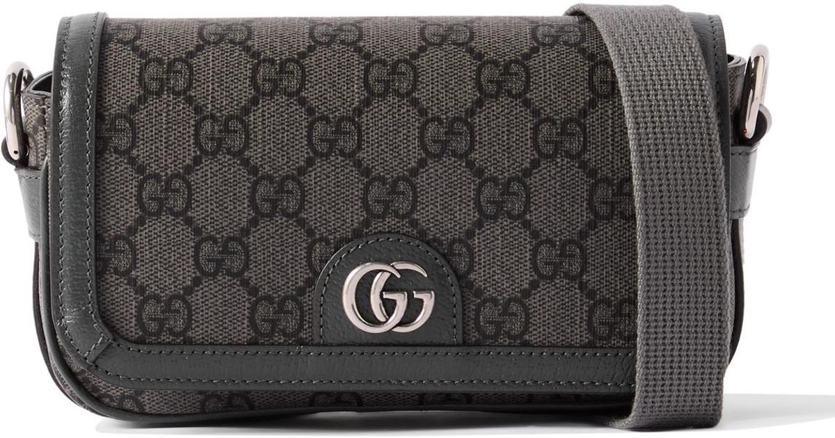 Gucci Ophidia Mini Leather-trimmed Monogrammed Coated-canvas Messenger ...