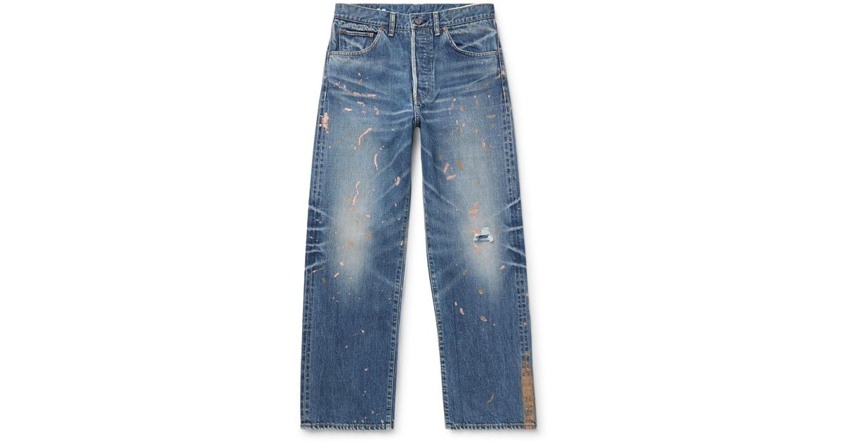 Visvim Social Sculpture 10 Straight-leg Paint-splattered Distressed Selvedge Jeans in Blue for ...
