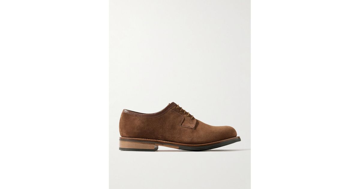 Grenson Camden Leather-Trimmed Suede Derby Shoes in Brown for Men | Lyst UK