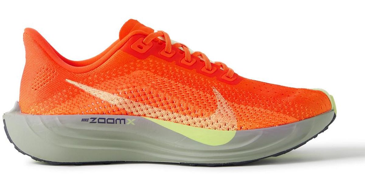 Nike Pegasus Plus Canvas-Trimmed Flyknit Sneakers in Orange for Men | Lyst