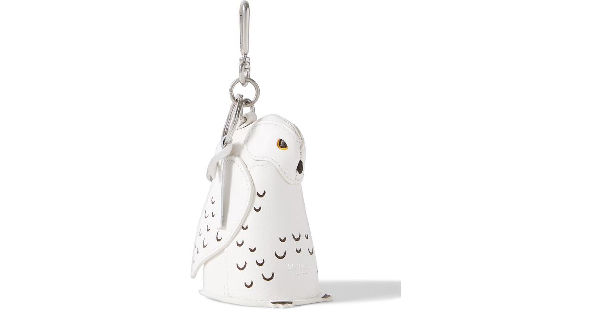 Mulberry Owl Leather Key Fob in White for Men | Lyst