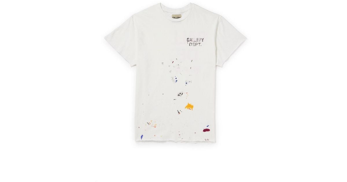 GALLERY DEPT. Boardwalk Paint-Splattered Logo-Print Cotton-Jersey T-Shirt in White for Men | Lyst