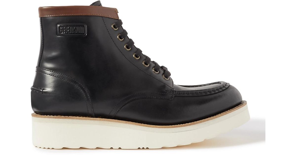 Grenson Asa Leather Derby Boots in Black for Men | Lyst
