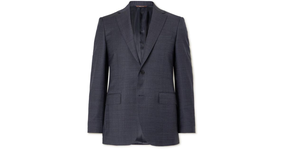 Canali Super 130S Slim-Fit Checked Wool Suit Jacket in Blue for Men | Lyst