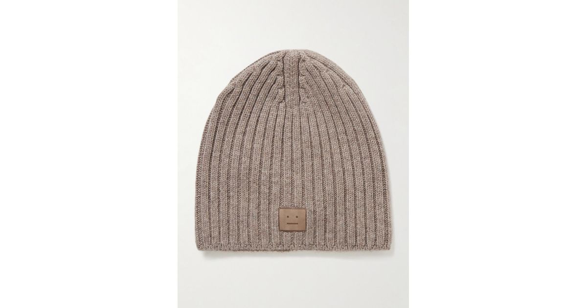 Acne Studios Kubi Logo-appliquéd Ribbed Wool And Yak-blend Beanie in ...
