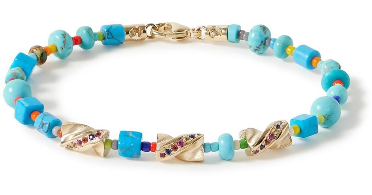 Luis Morais Drill Bit 14-Karat Multi-Stone Beaded Bracelet in Blue for ...