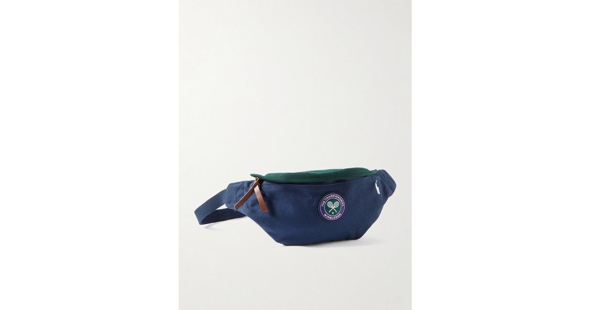 Polo Ralph Lauren Wimbledon Leather-trimmed Logo-appliquéd Canvas Belt Bag in Blue for Men | Lyst UK