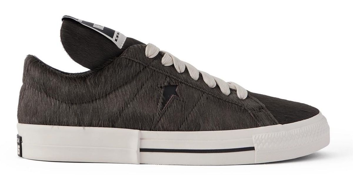 Rick Owens Converse One Star Leather-Trimmed Calf Hair Sneakers in ...