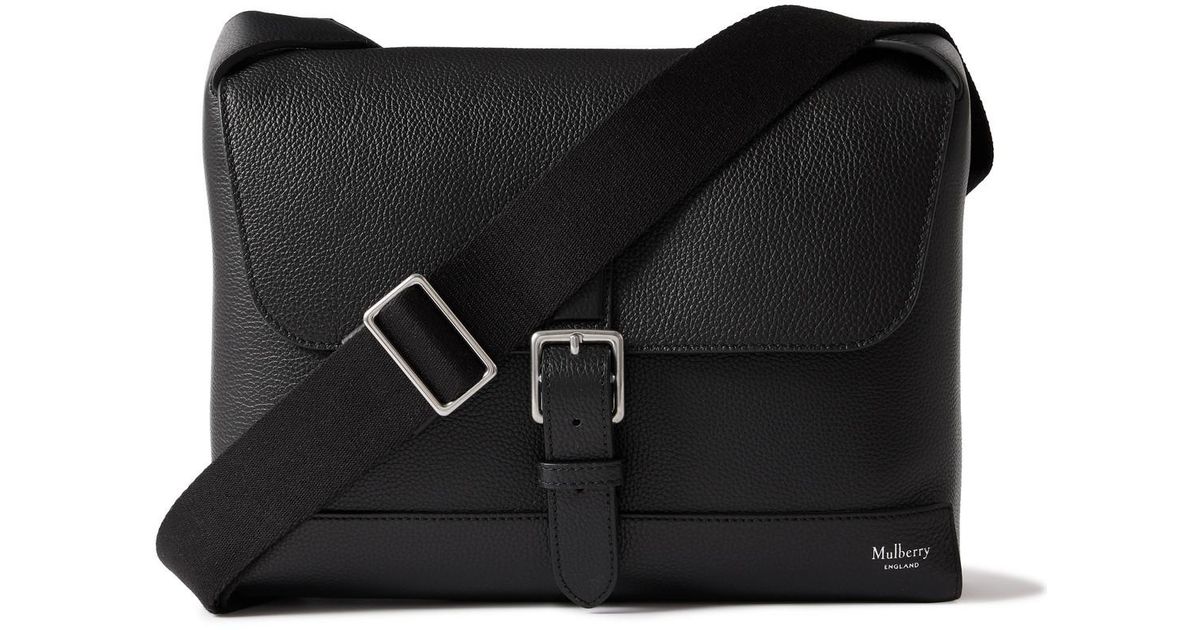 Mulberry Chiltern Small Full-Grain Leather Messenger Bag in Black for ...