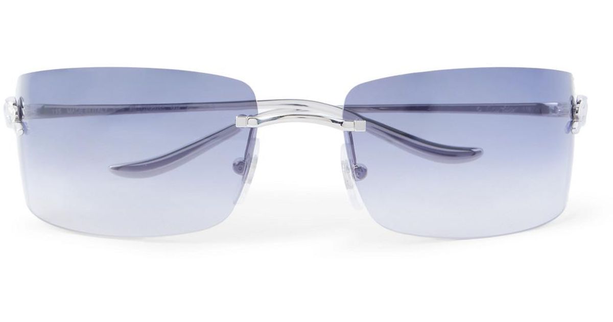 Cartier Rimless Square-Frame-Tone Sunglasses in Blue for Men | Lyst
