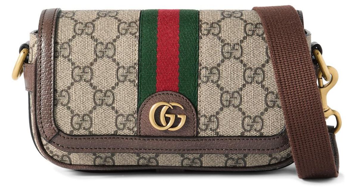 Gucci Ophidia Mini Leather-Trimmed Monogrammed Coated-Canvas Messenger ...