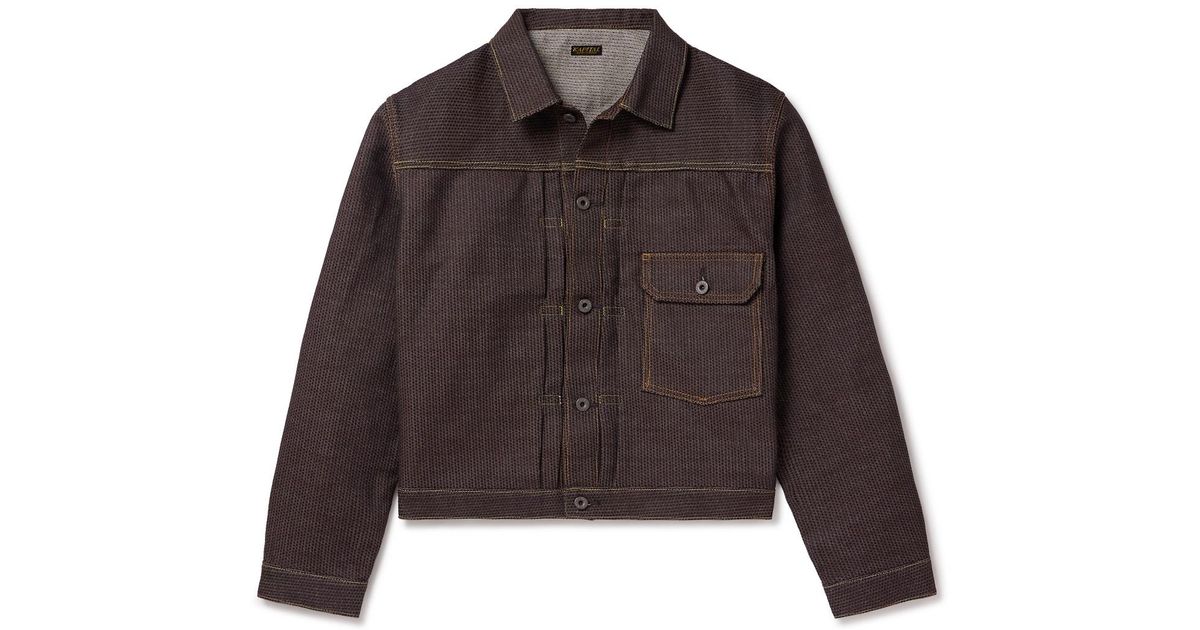 Kapital Sashiko Denim Trucker Jacket in Brown for Men | Lyst