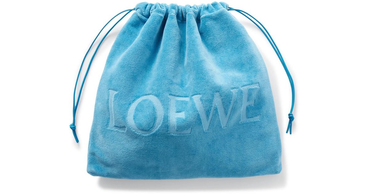 Loewe Paula's Ibiza Logo-Debossed Leather-Trimmed Cotton-Terry Drawstring Pouch in Blue for Men ...
