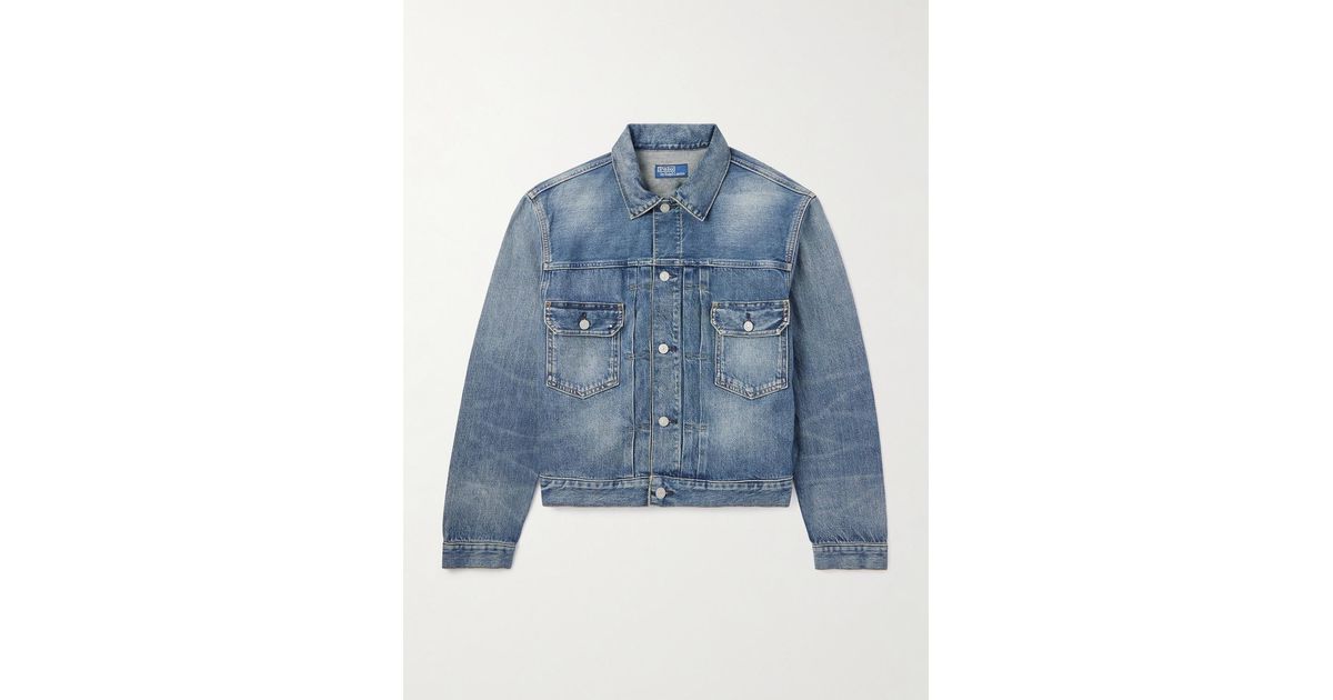 Polo Ralph Lauren Cropped Denim Trucker Jacket in Blue for Men | Lyst UK