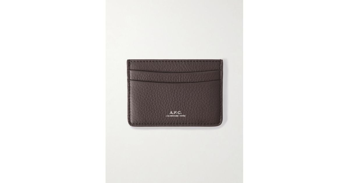 A.P.C. Logo-Print Full-Grain Leather Cardholder in Brown for Men | Lyst UK