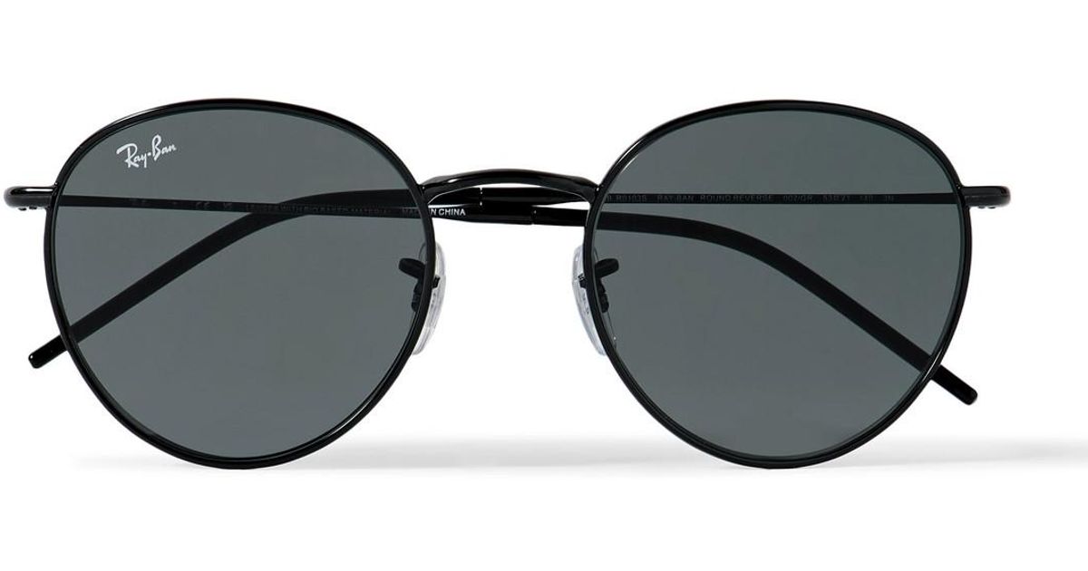 Ray-Ban Reverse Round-frame Metal Sunglasses in Black for Men | Lyst