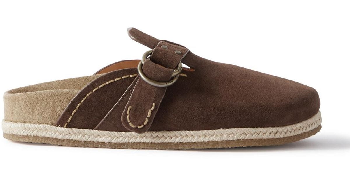 Polo Ralph Lauren Turbach Jute-trimmed Suede Clogs in Brown for Men | Lyst