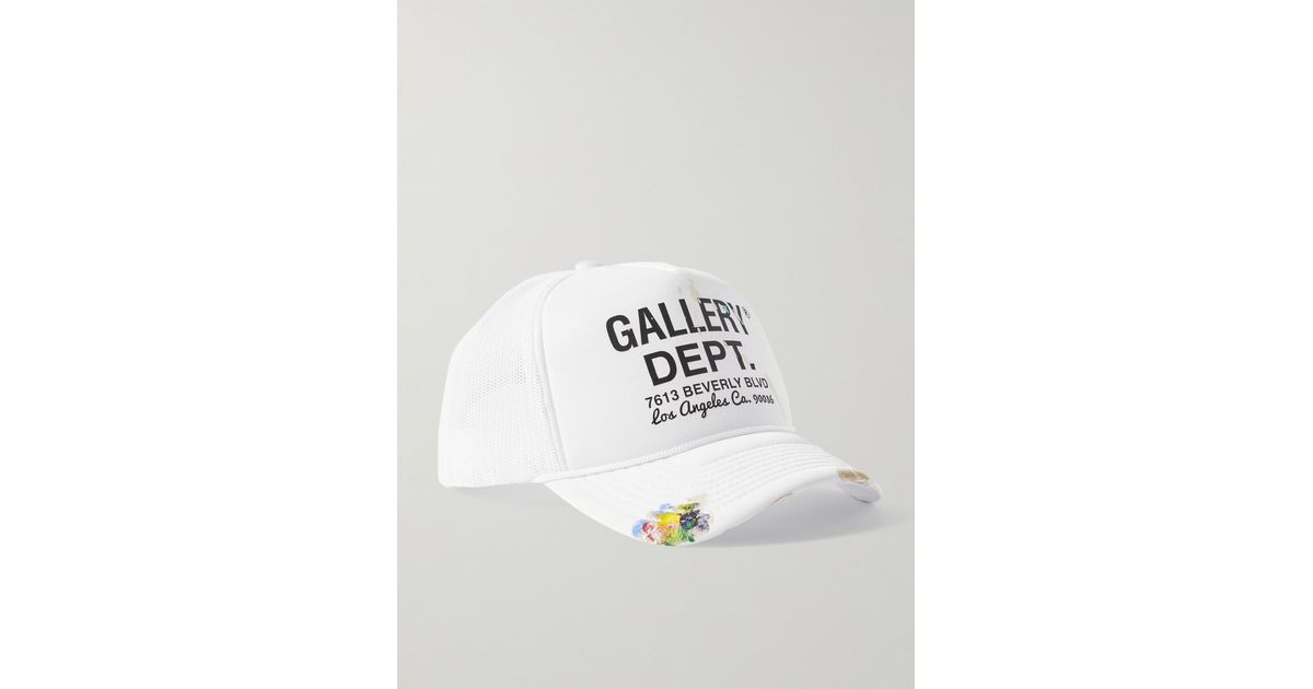 GALLERY DEPT. Workshop Paint-Splattered Logo-Print Canvas And Mesh Trucker Cap in White for Men ...