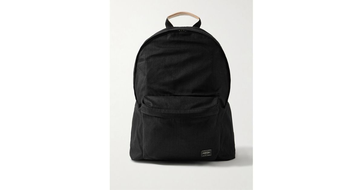 Porter-Yoshida and Co Daypack Leather-Trimmed Denim Backpack in Black ...