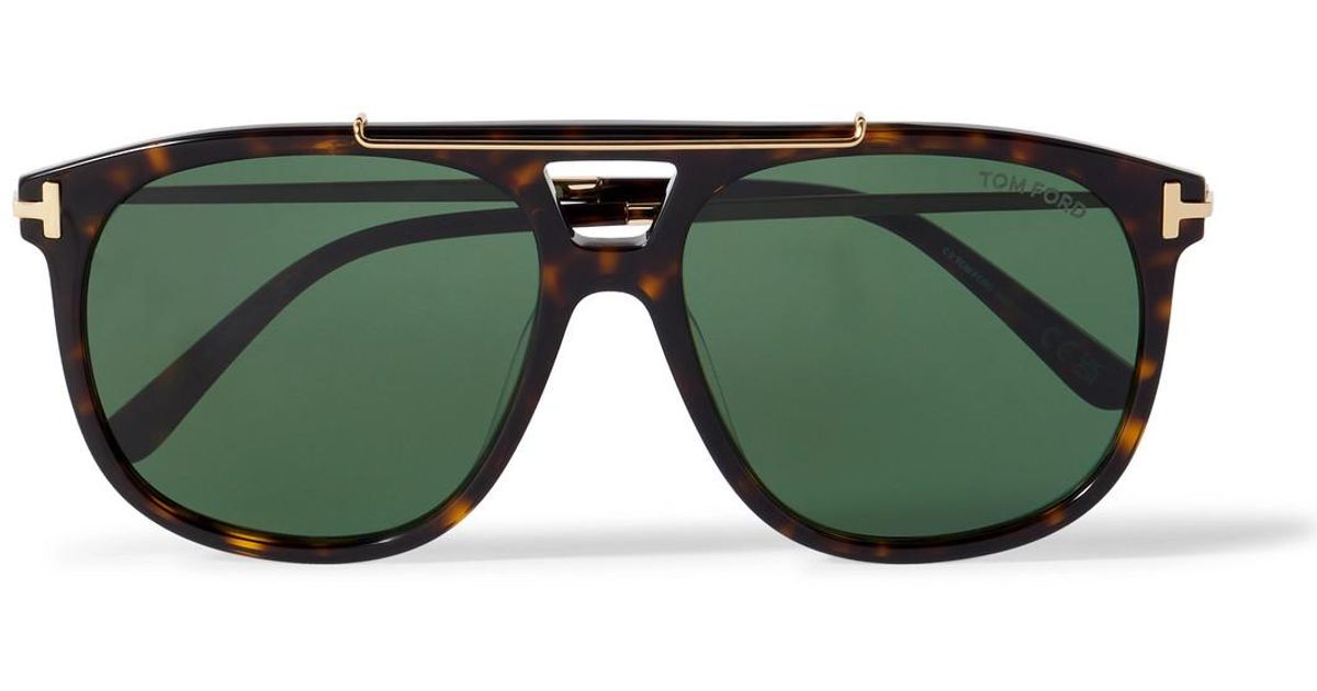 Tom Ford Sam Aviator-Style Acetate Sunglasses in Green for Men | Lyst