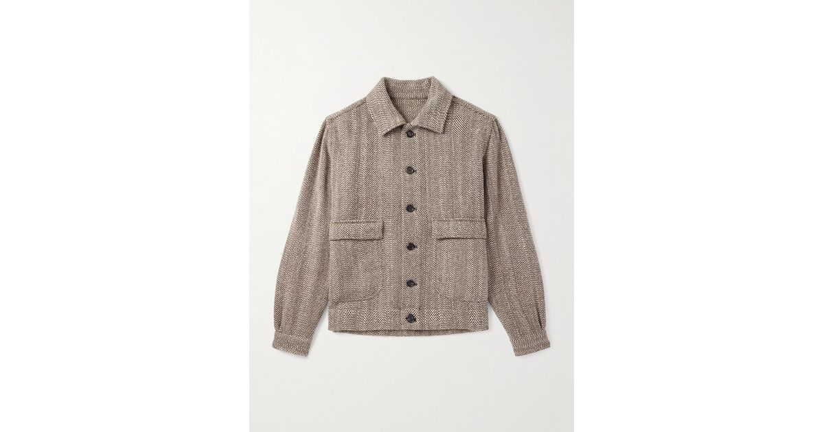 De Petrillo Herringbone Wool-blend Jacket in Grey for Men | Lyst UK