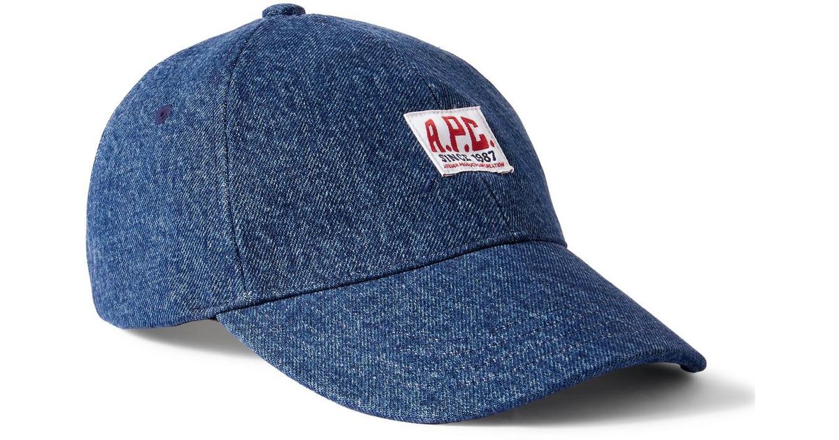 A.P.C. Charlie Logo-appliquéd Denim Baseball Cap in Blue for Men | Lyst