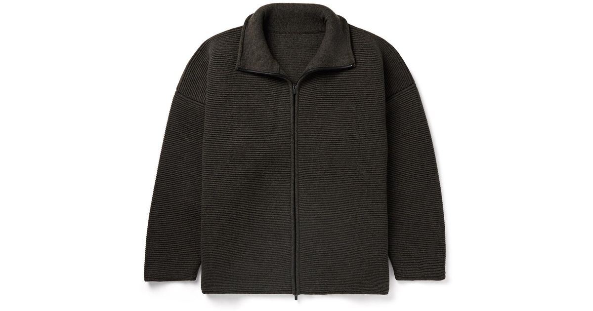 Fear Of God Oversized Ribbed Virgin Wool Zip-up Cardigan in Black for ...