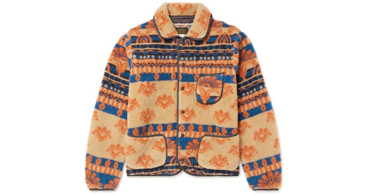 RRL Bryn Wool-Blend Fleece-Jacquard Jacket in Orange for Men | Lyst