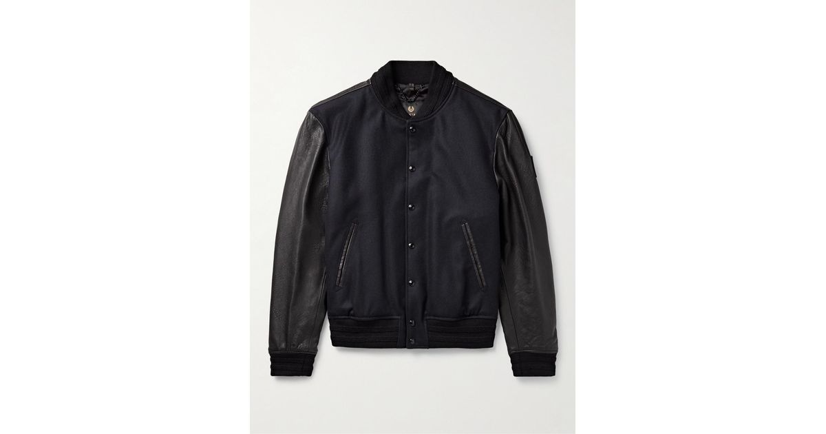 Belstaff Hadley Logo-appliquéd Leather And Wool-blend Felt Varsity ...