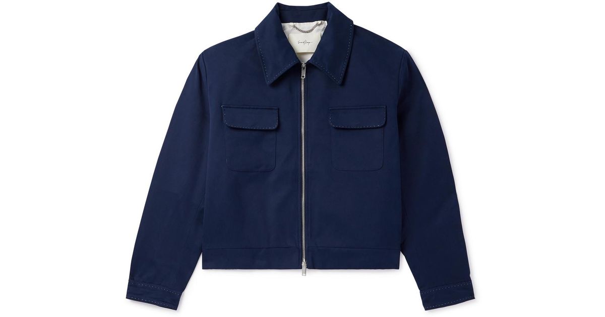 Second Layer Herman Embroidered Cotton-Twill Jacket in Blue for Men | Lyst