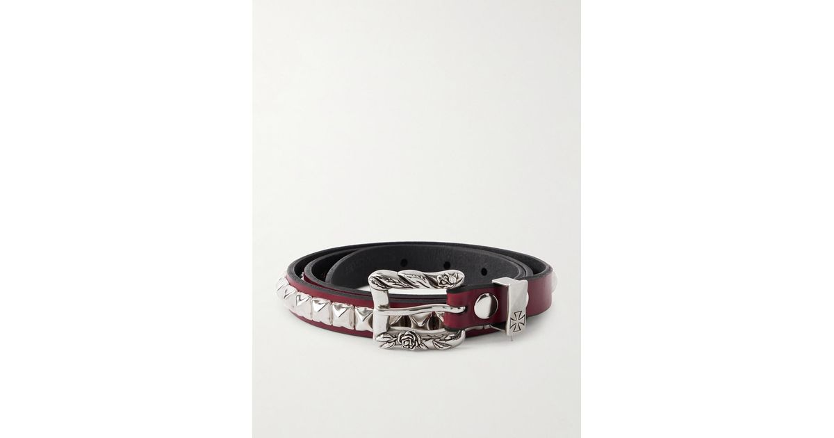 Enfants Riches Deprimes 2Cm Logo-Embossed Studded Leather Belt in Red ...