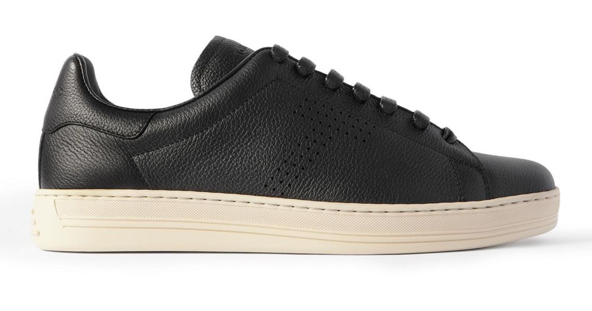 Tom Ford Warwick Perforated Full-Grain Leather Sneakers in Black for ...