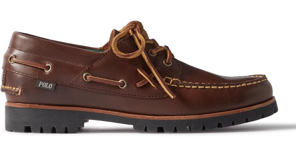 Polo Ralph Lauren Ranger Deck Leather Boat Shoes in Brown for Men | Lyst