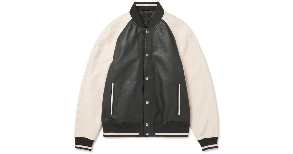 MR P. Full-Grain Leather Varsity Jacket in Blue for Men | Lyst