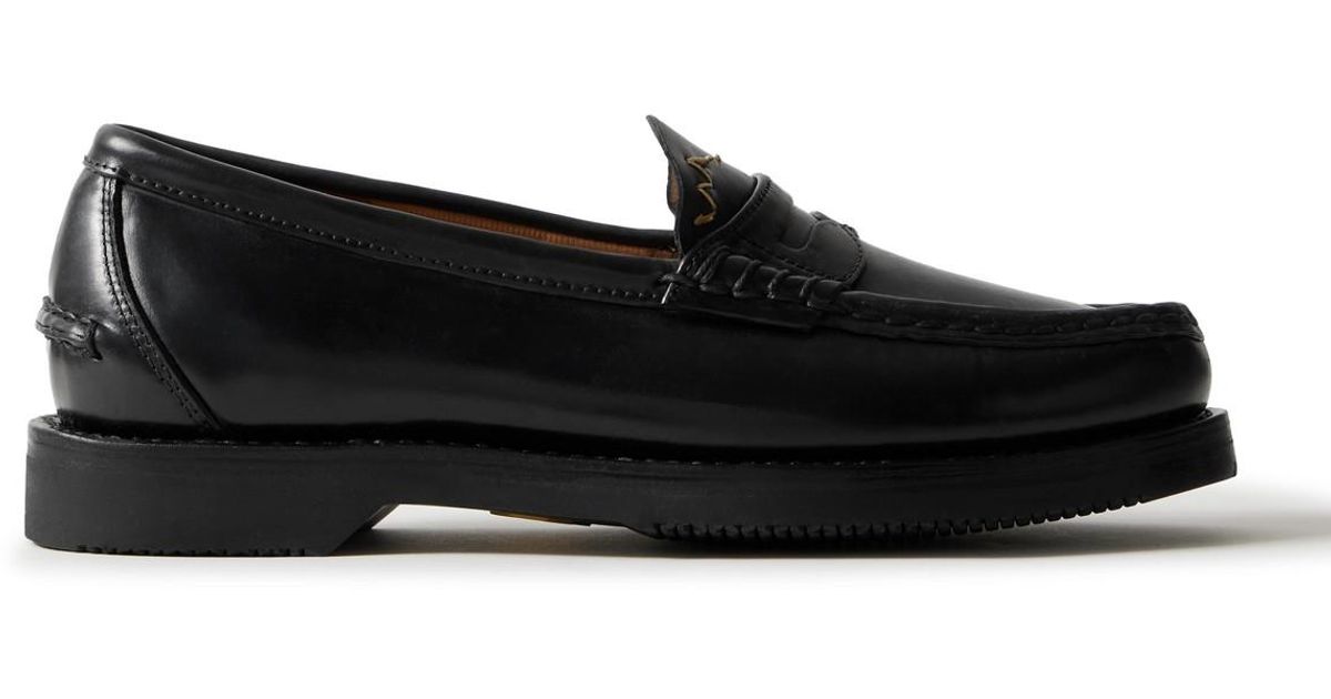 Visvim Fabro Folk Leather Penny Loafers in Black for Men | Lyst