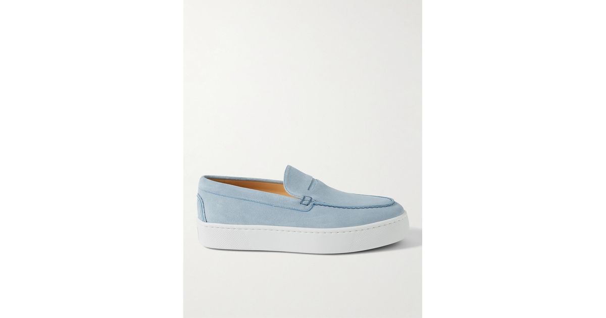 Christian Louboutin Paqueboat Suede Boat Shoes in Blue for Men | Lyst UK