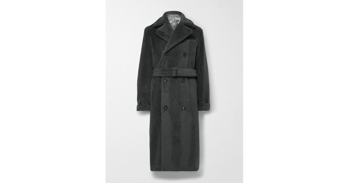 Richard James Teddy Double-breasted Belted Alpaca Coat in Black for Men ...