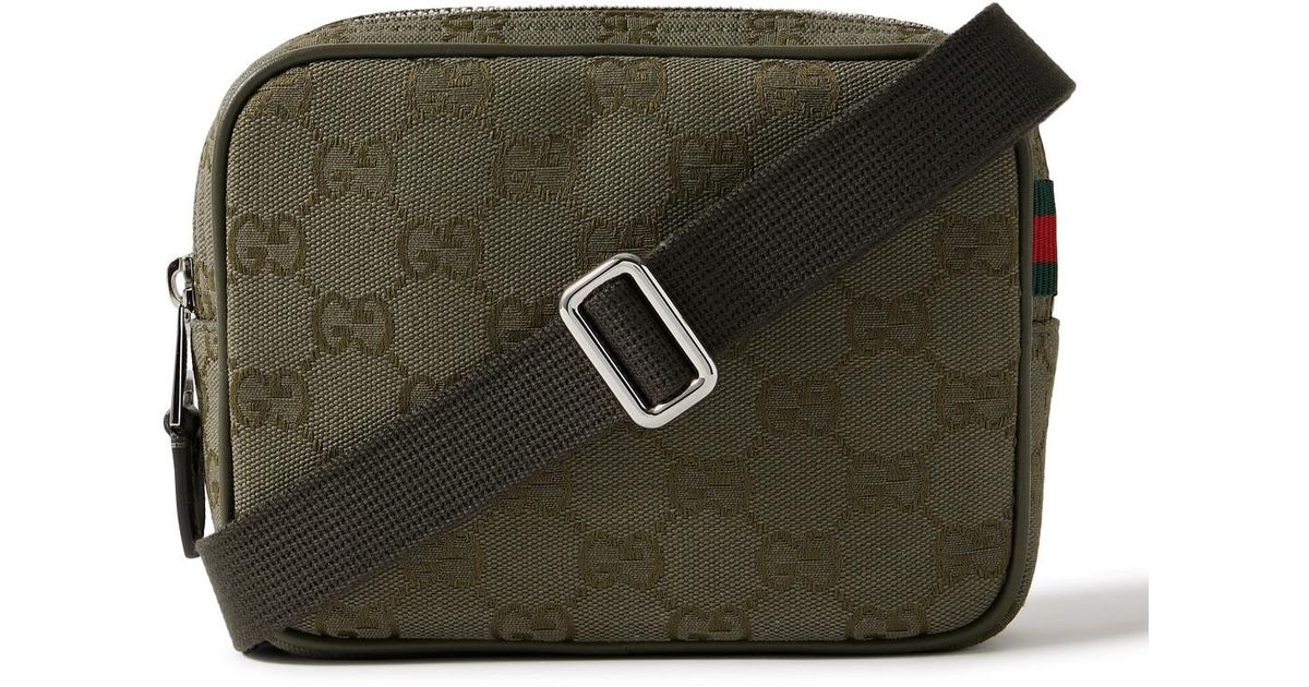 Gucci Neo Original Leather-Trimmed Monogrammed Canvas Messenger Bag in ...
